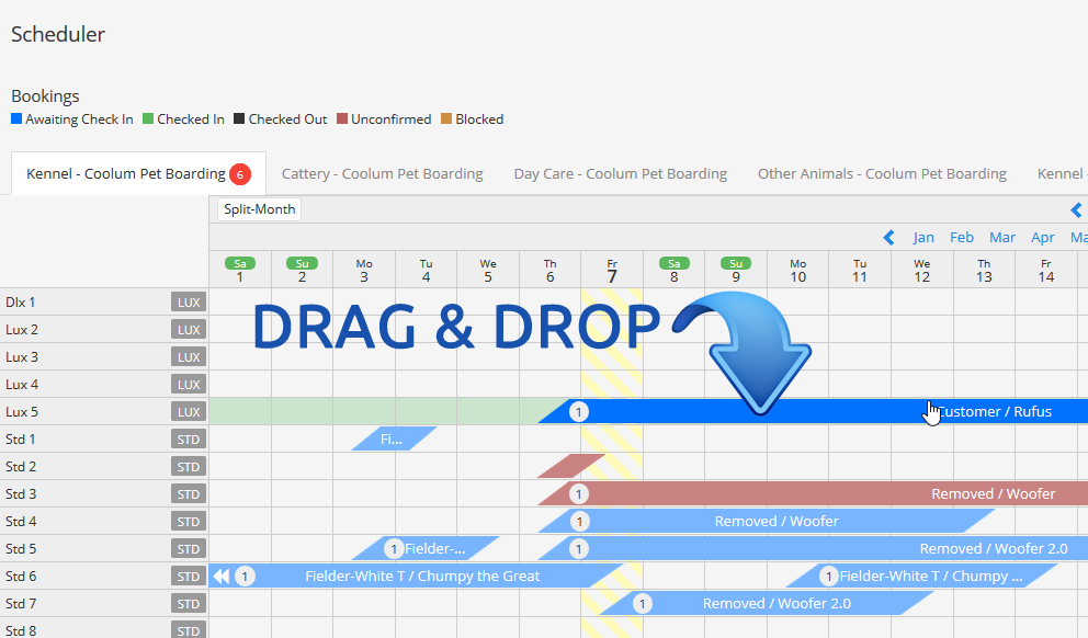Pet Manager June 2019 Update 1 - Drag & Drop Bookings on Scheduler ...